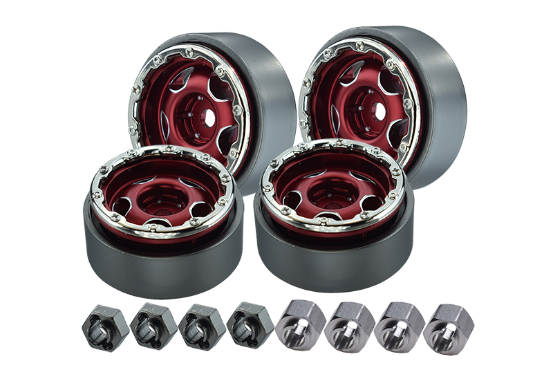 TRAXXAS TRX4M AXIAL SCX24 ALLOY 1 INCH BEADLOCK WHEELS ( RED ) GPM ...