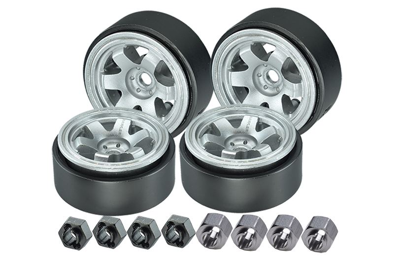 TRAXXAS TRX4M AXIAL SCX24 ALLOY 1 INCH BEADLOCK WHEELS ( SILVER ) GPM ...